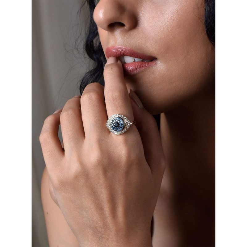 Buy KLISSAA Blossom Blue Evil Eye Ring Online