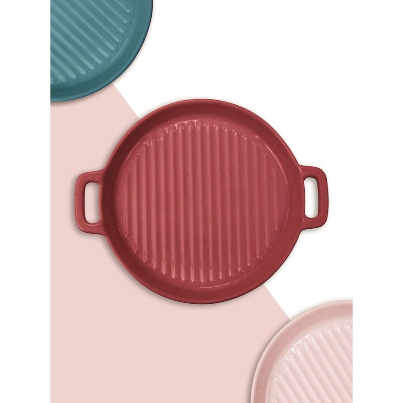 Buy CLAY CRAFT Fine Ceramic Grill Plate For Serving - Round Shape With ...
