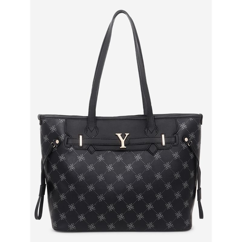 Buy Yelloe Printed Tote Bag Black Online