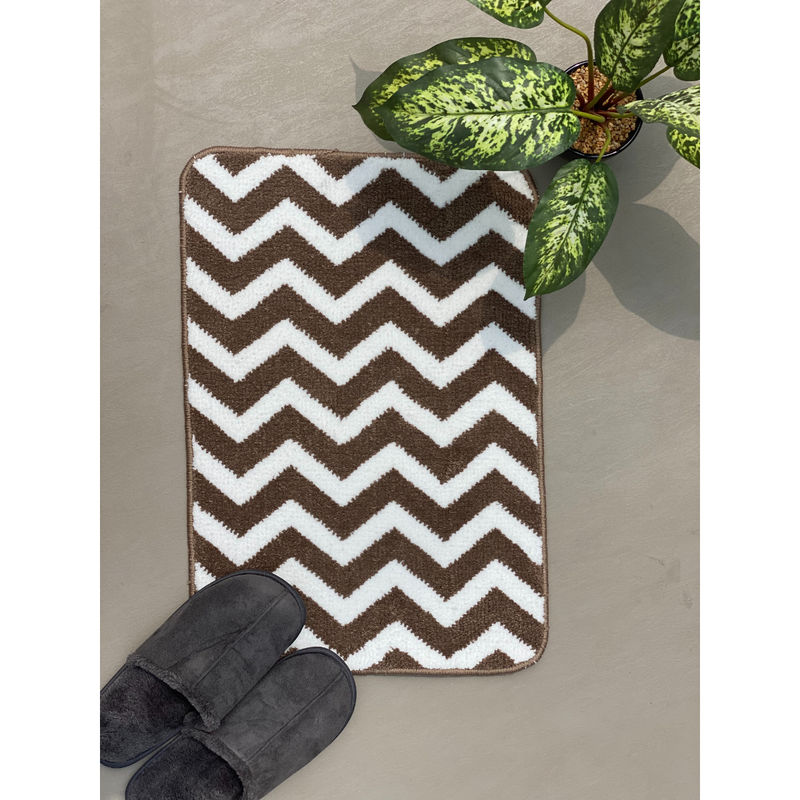 Buy Mason Home Bath Mat - Brown And White Zigzag Online