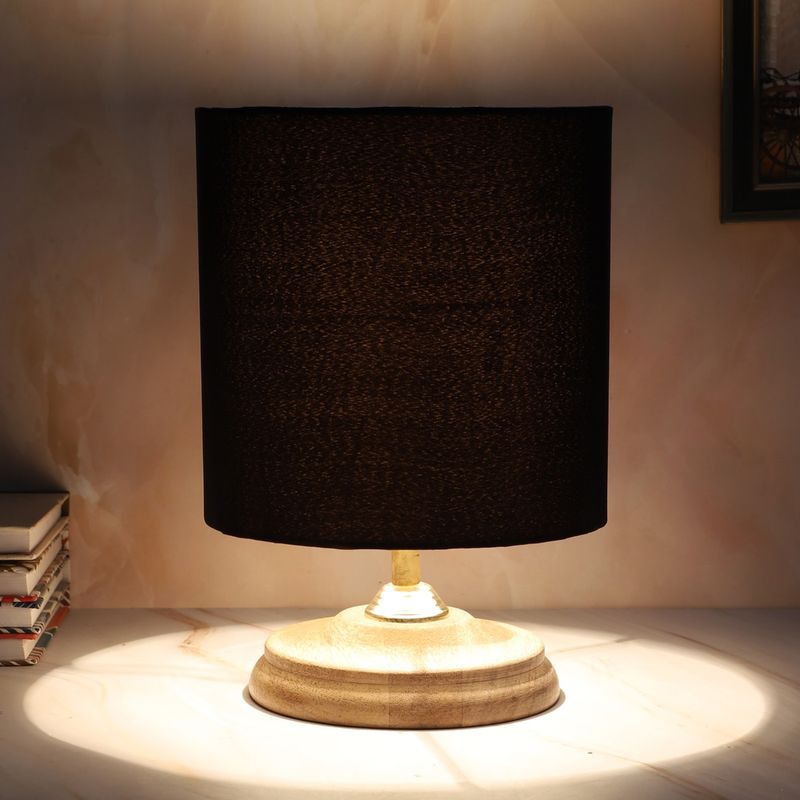 Buy Tu Casa Black Mangowood Circular Table Lamp For Home Decoration Online
