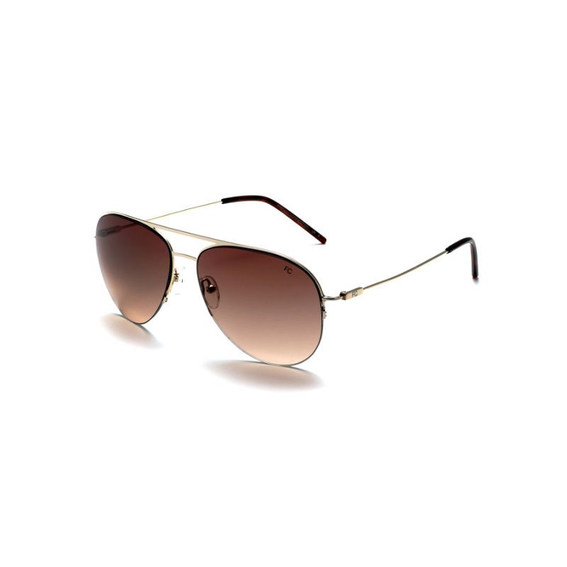 Buy French Connection Brown Lens Aviator Sunglass Half Rim Gold Frame ...