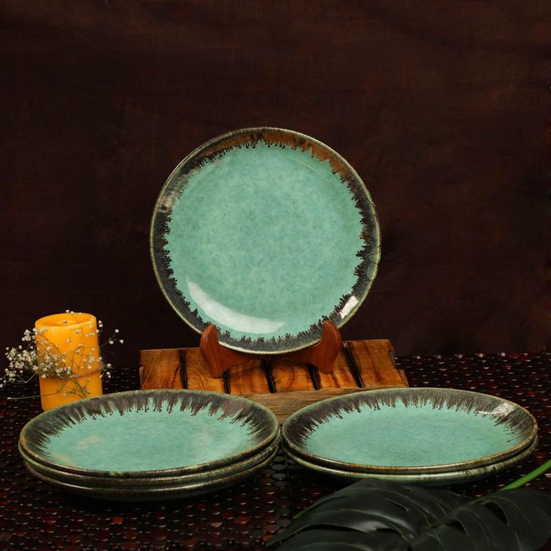 Buy Amalfiee Ceramics Exclusive Peppermint Dinner Plates Set Of 6 Online