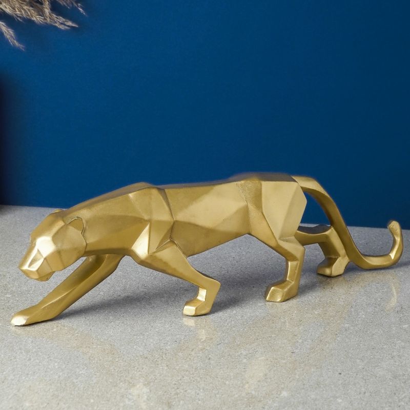 Buy The Decor Mart Cubism Art Gold Geomric Leopard Statue Online