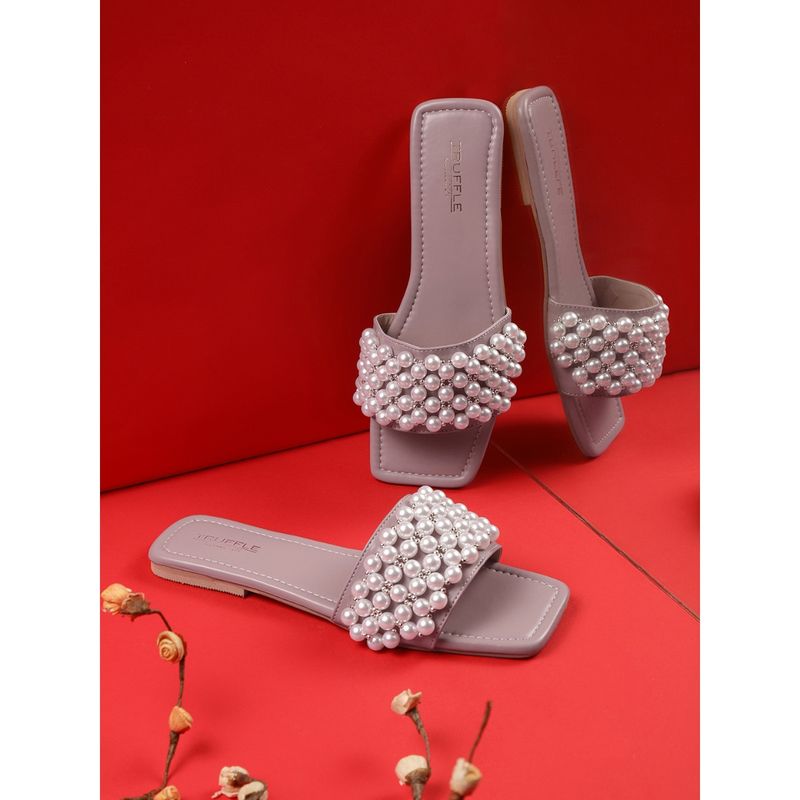 Buy Truffle Collection Purple Embellished Flats Online