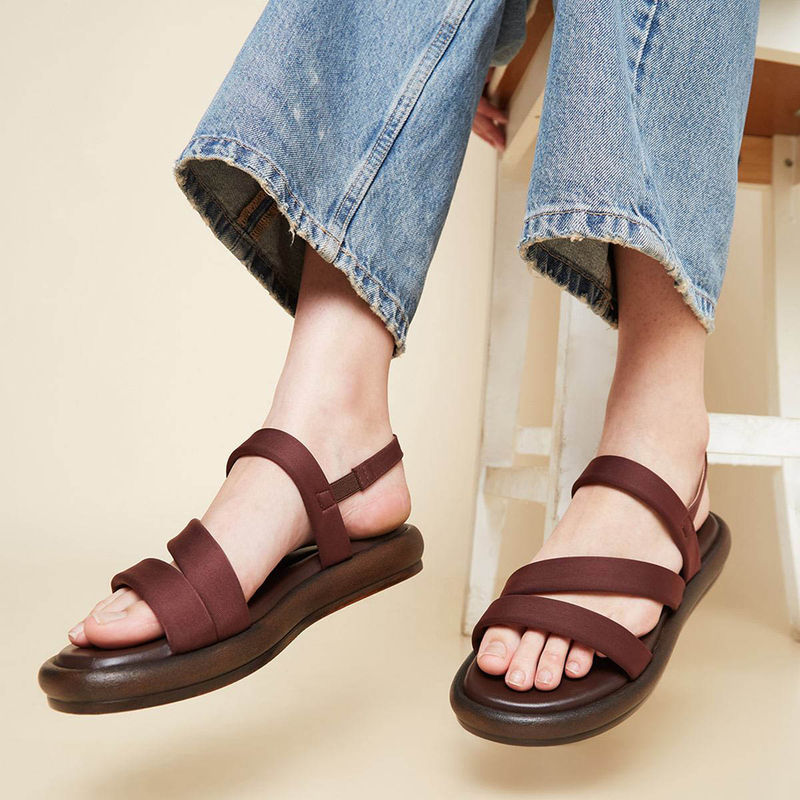 Buy ROCIA Brown Women Zig-Zag Strappy Sandals Online