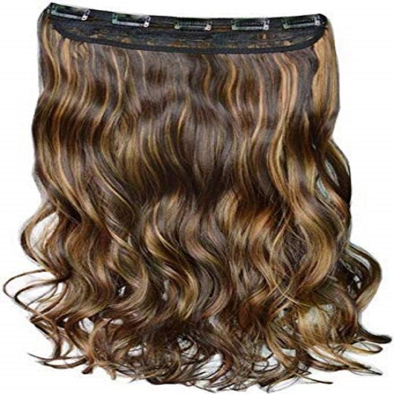 Buy Bronson Professional Hair Extension & Wigs Wavy Curly 24 Inch Clip-In - Gold Brown Highlight ...