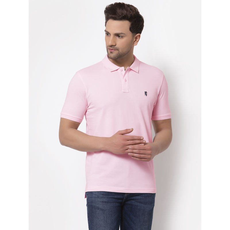 Buy Red Tape Mens Pink Solid Half Sleeve Cotton Polo T-Shirt Online