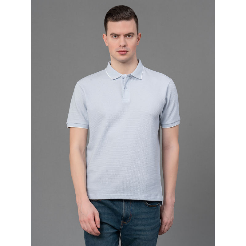 Buy Red Tape Light Blue Poly Cotton Elastane Mens Polo T-Shirt Online