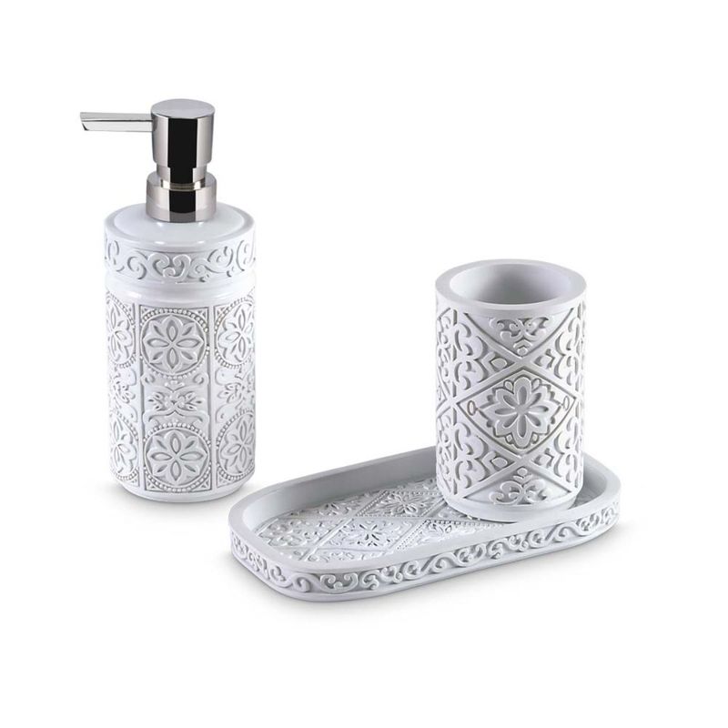 Buy Freelance Soho Bathroom Accessories Polyresin White Solid Textured ...
