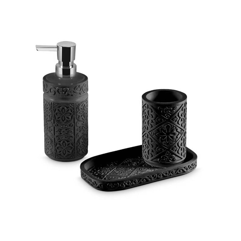 Buy Freelance Soho Bathroom Accessories Polyresin Black Solid Textured ...