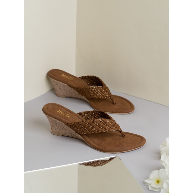 Buy Inc.5 Womens Brown Party Wear Solid Round Toe Wedges Heels Online