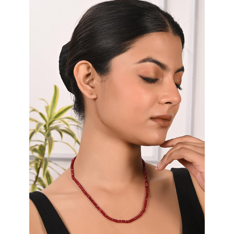 Buy Ratnavali Jewels Single Layer Ruby Real Red Onyx Stone Beads ...