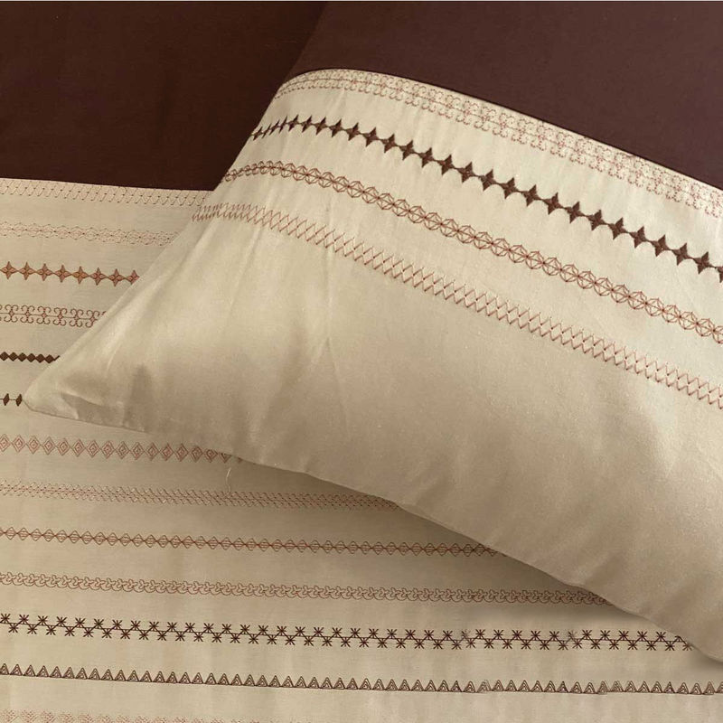 Buy Sadyaska Divine Beige And Coffee Mesmeric Duvet Cover (Set of 4) Online
