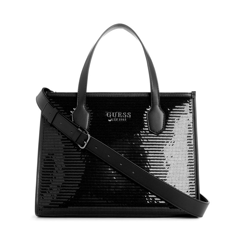 Buy Guess Women Black Polyester Embellished Tote Bag with Detachable ...