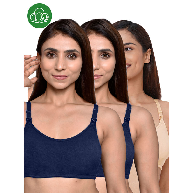 Buy Inner Sense Women Organic Cotton Antimicrobial Feeding Bra (Pack of ...