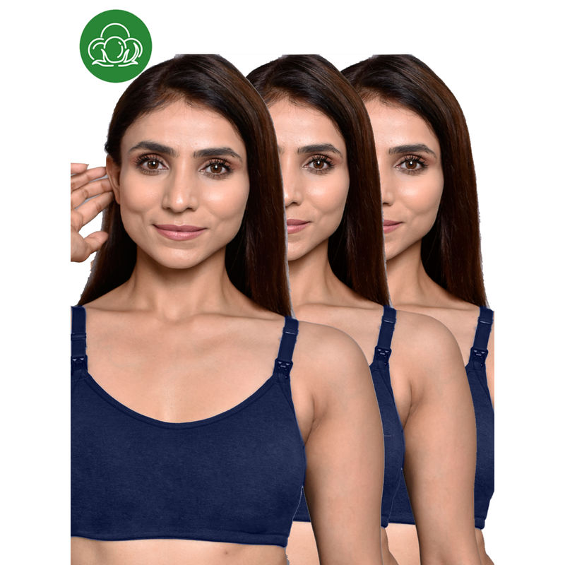 Buy Inner Sense Women Navy Blue Organic Cotton Antimicrobial Feeding ...