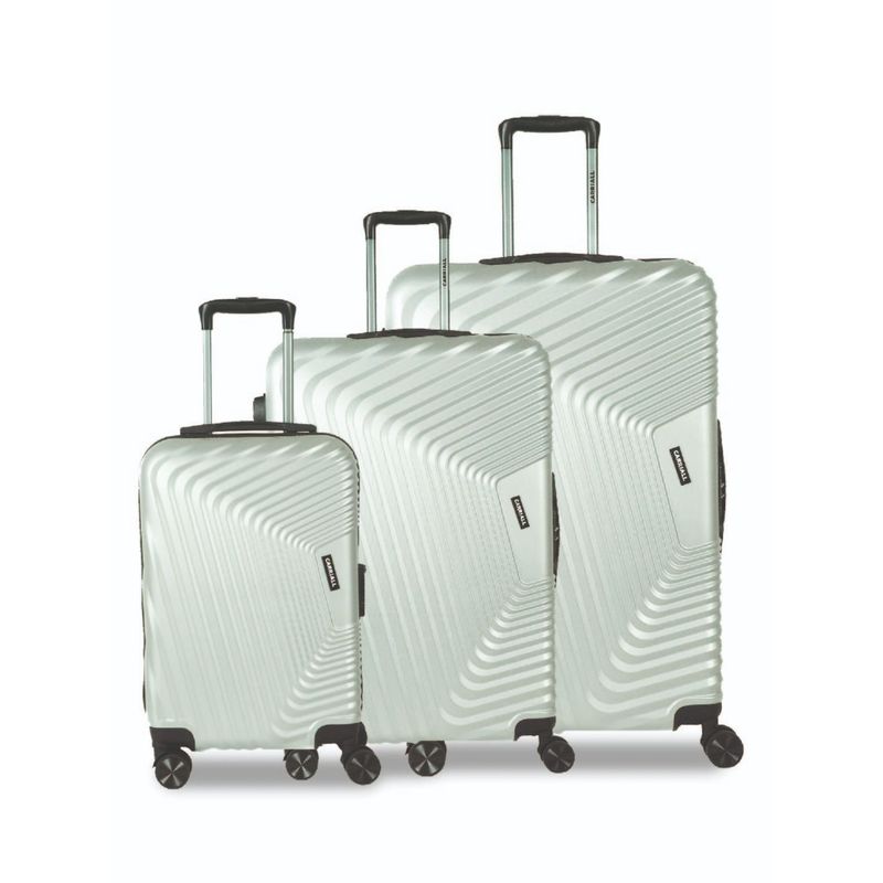 Buy CARRIALL Notch Set of 3 Polycarbonate Silver Trolley Bags (55Cm ...