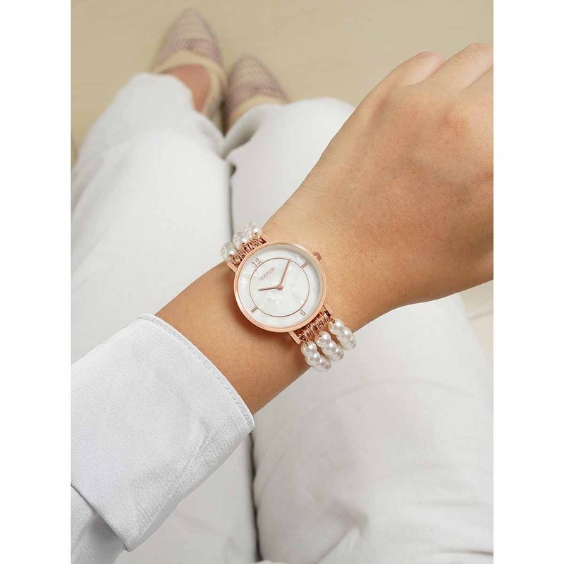 Buy Joker & Witch Catherine White Mop Dial Single Wrap Rose Gold Pearl ...