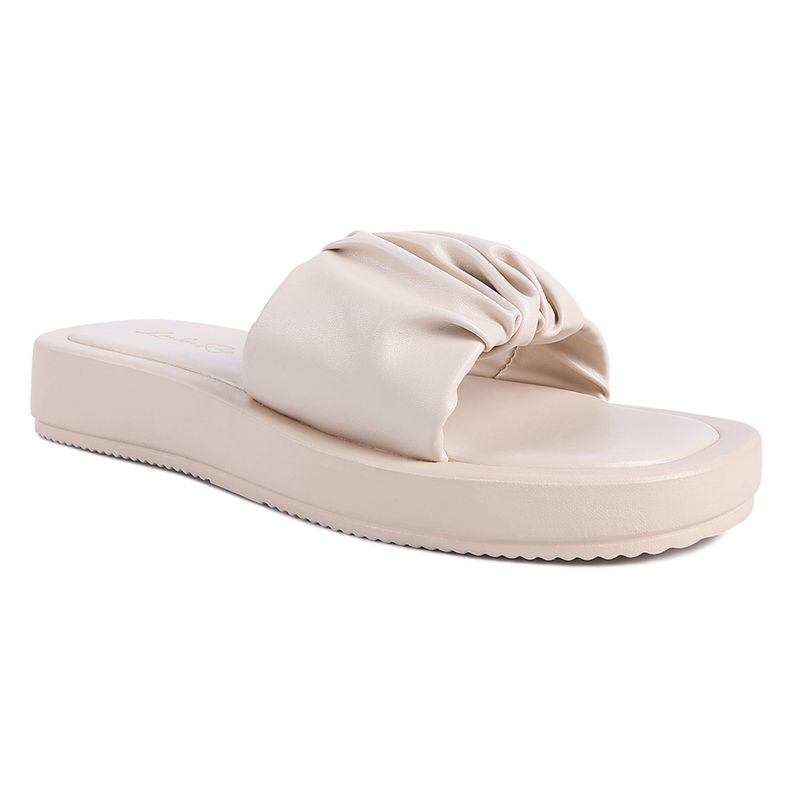 Buy London Rag Solid Beige Sliders Online