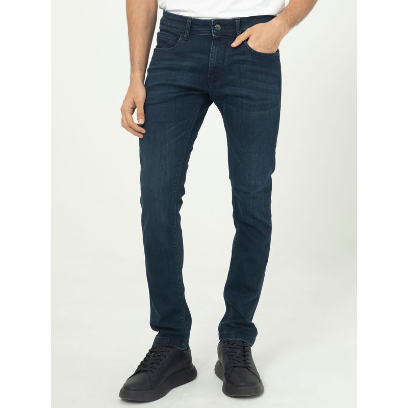 Buy Rare Rabbit Grana Primary Blue Premium Dark Wash Tinted Jeans Online