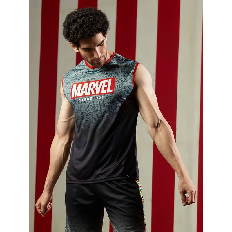 Buy The Souled Store Marvel Logo Vests Black Black Online