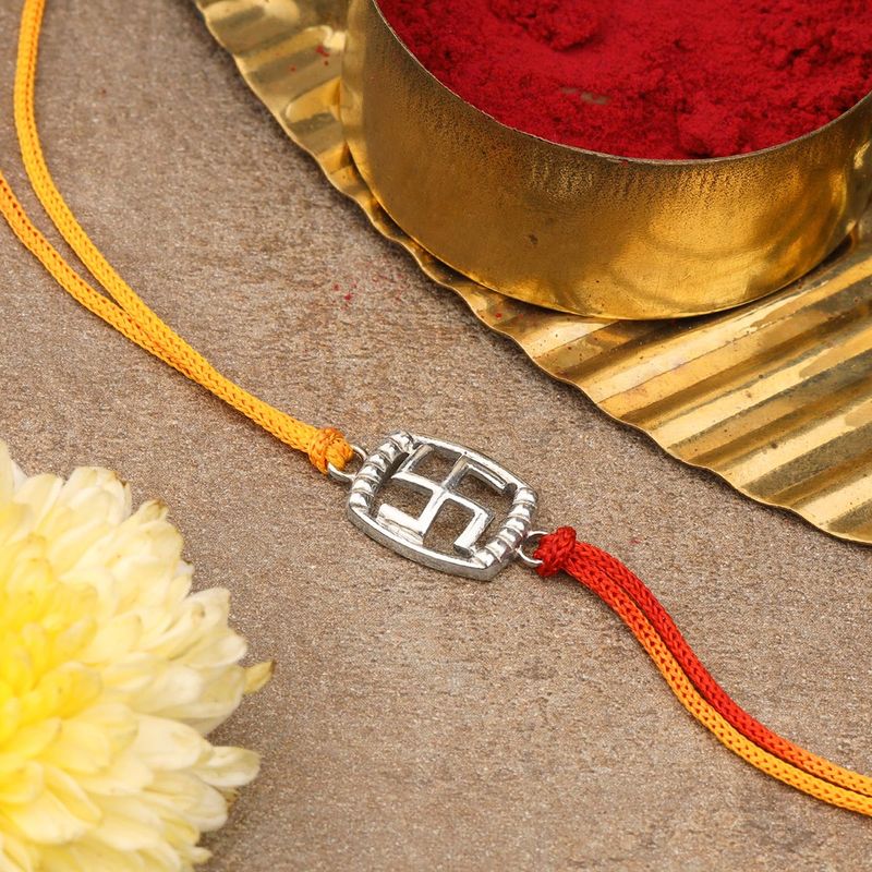 Buy GIVA Sterling Silver Swastik Silver Rakhi Online