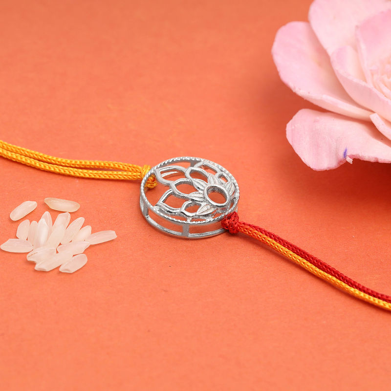 Buy GIVA Sterling Silver Floral Silver Rakhi Online