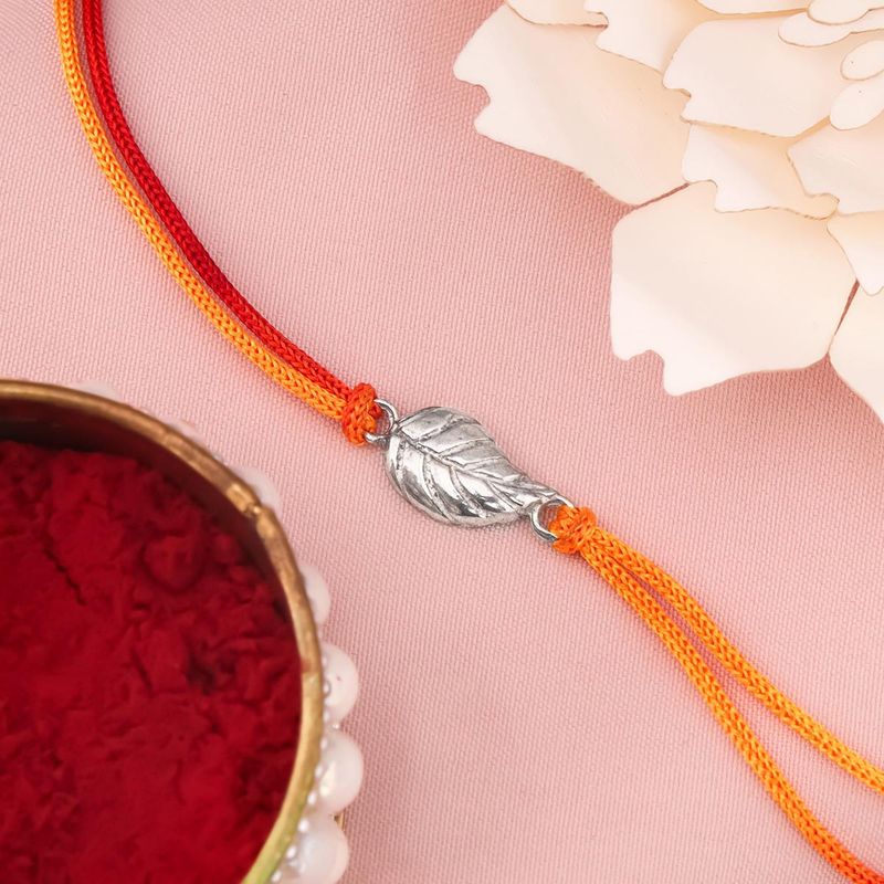 Buy GIVA Sterling Silver Leaf Rakhi In Silver Online