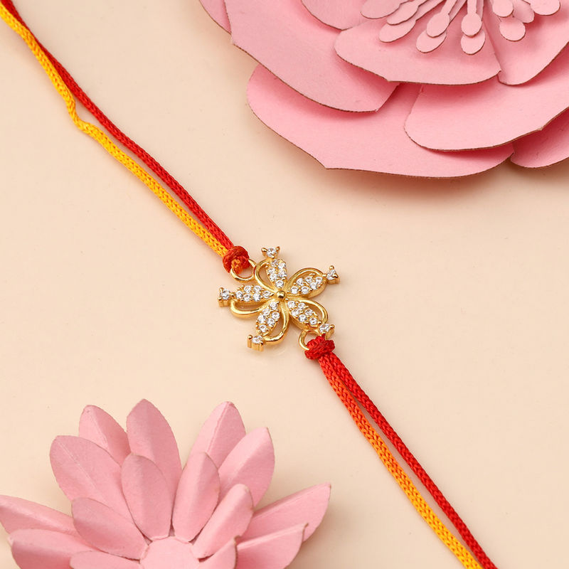 Buy GIVA Golden Sparkling Flower Rakhi Online
