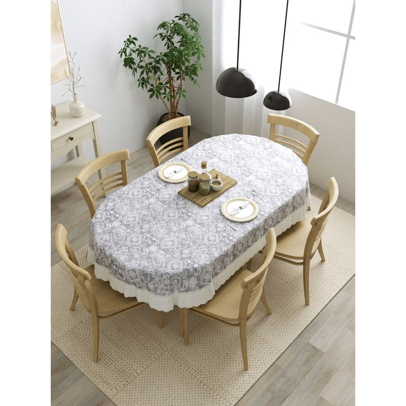 Buy The Home Story 6 Seater Oval Dining Table Cover 60 x 90 Inch White ...