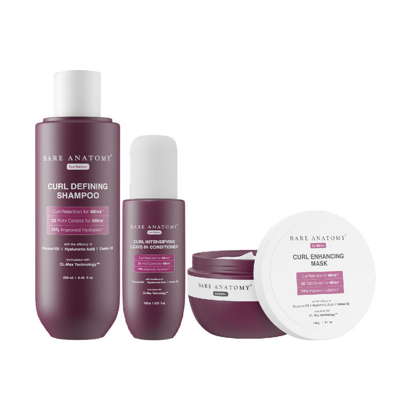 Buy Bare Anatomy Curl Defining Shampoo + Mask + Leave In Conditioner Online