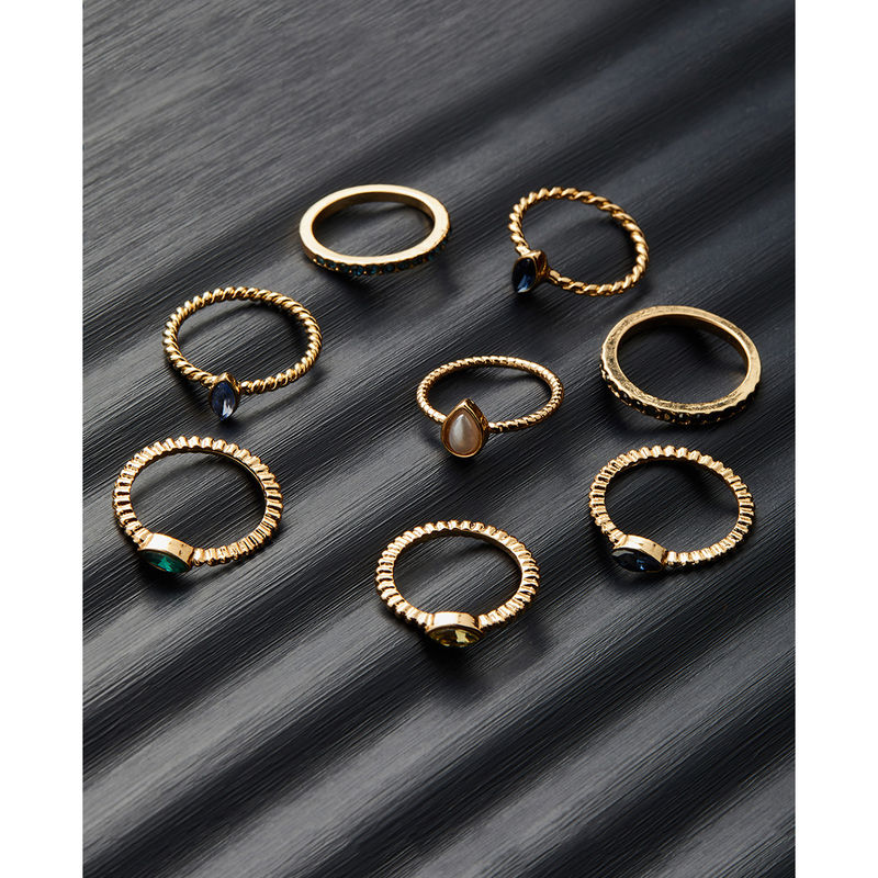 Accessorize London Womens Blue Harvest Gems Stacking Ring Pack (Set Of 8): Buy Accessorize ...