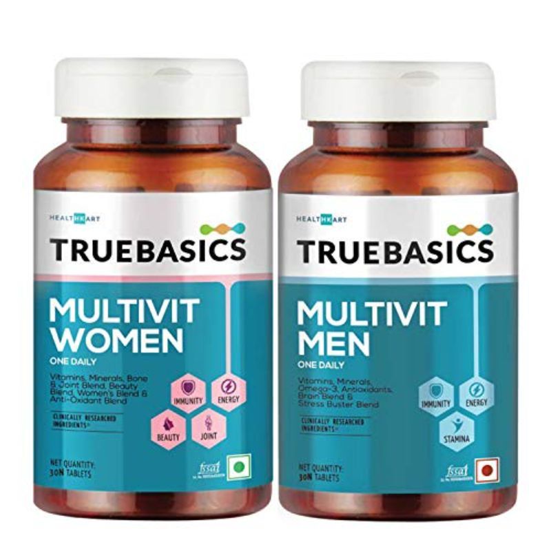 Buy TrueBasics Multivitamin For Women And Multivitamin For Men Combo Online
