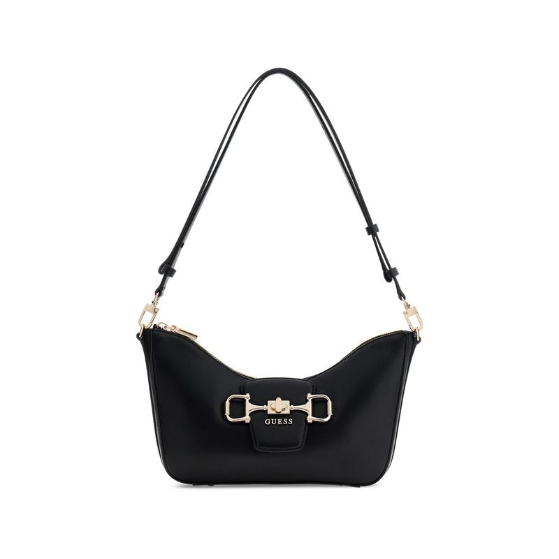 Buy Guess Black Solid Pu Janie Convertible Handbag Online