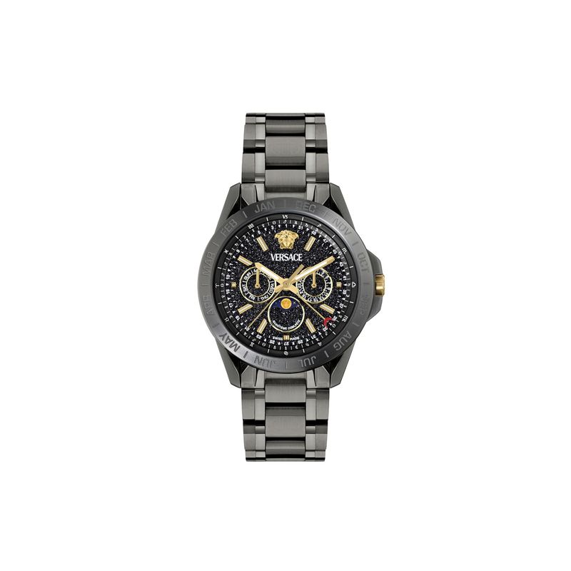 Buy Versace Black Round Dial Analog Multi Function Chrono Moon phase ...