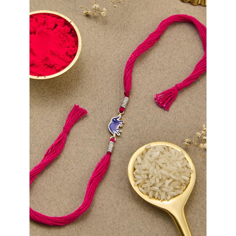 Buy Fabindia Women Blue Solid Rakhi with Roli and Chawal Online