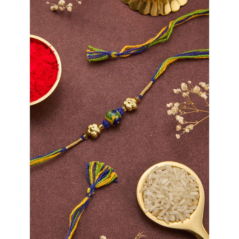 Buy Fabindia Women Multi Solid Rakhi with Roli and Chawal Online