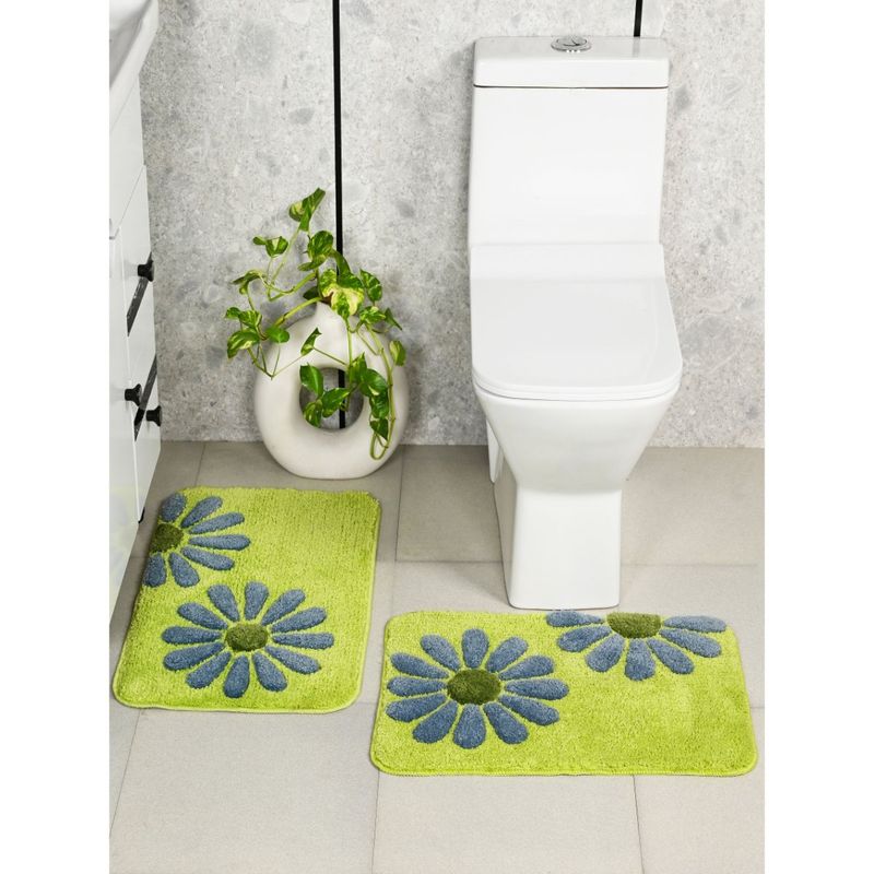 Buy Saral Home Green Cawo Soft Antiskid Bath Mat (Pac Of 2) Online
