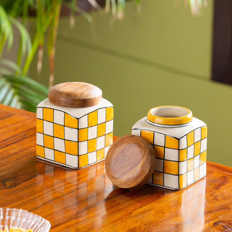 Buy ExclusiveLane Shatranj Checkered Jars & Containers (Airtight, Set ...