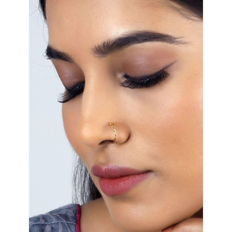 Buy GIVA Sterling Silver Golden Twisted Nose Ring for Girls and Womens ...