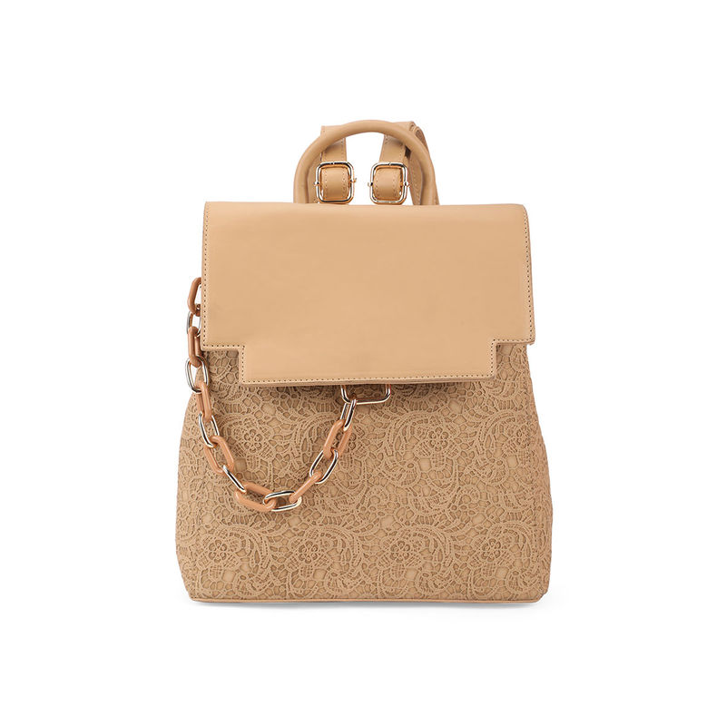 Buy Globus Women Beige Floral Lace & Chain Detail Yoke Style Strap ...