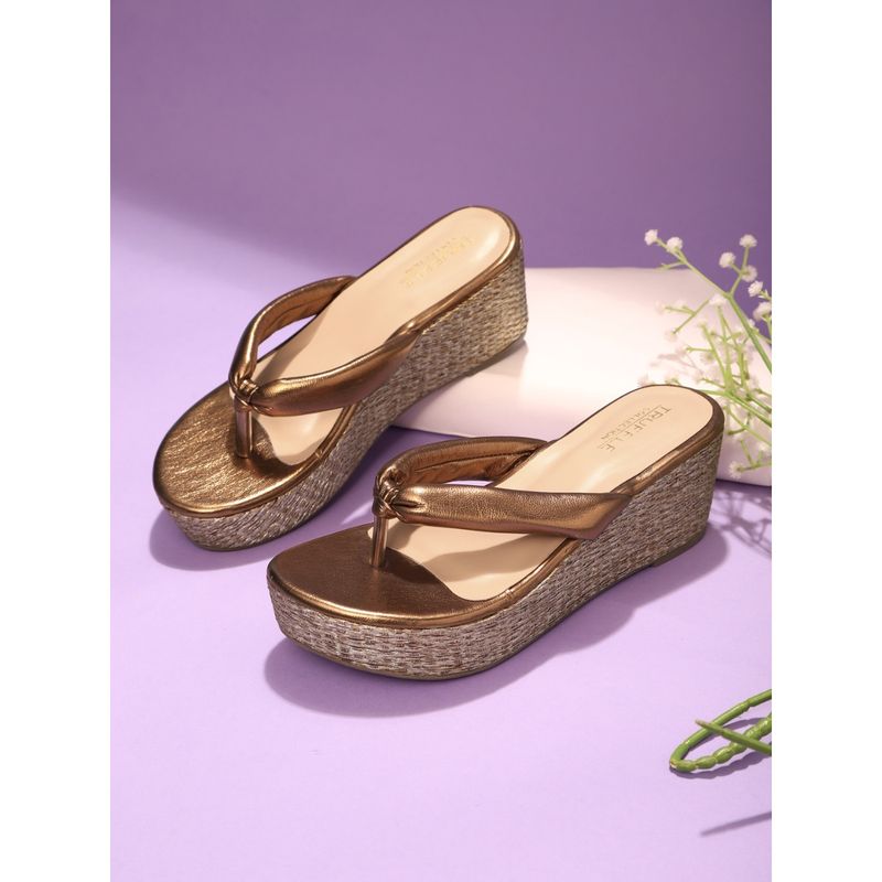 Buy Truffle Collection Bronze Solid Wedges Online