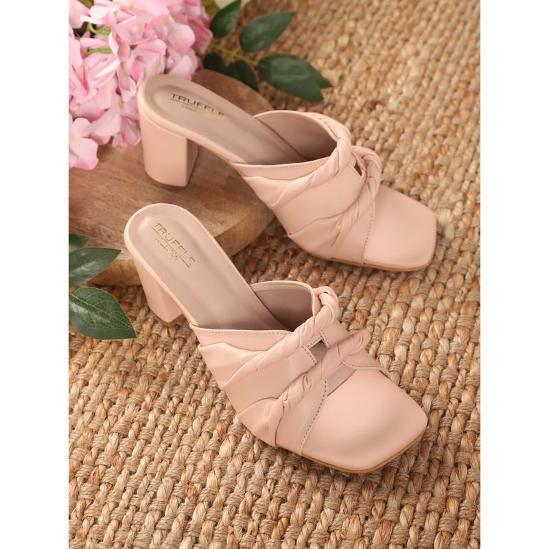 Buy Truffle Collection Peach Solid Heels Online