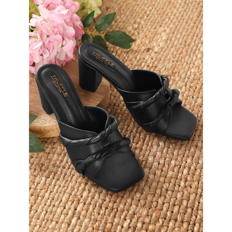 Buy Truffle Collection Black Solid Heels Online