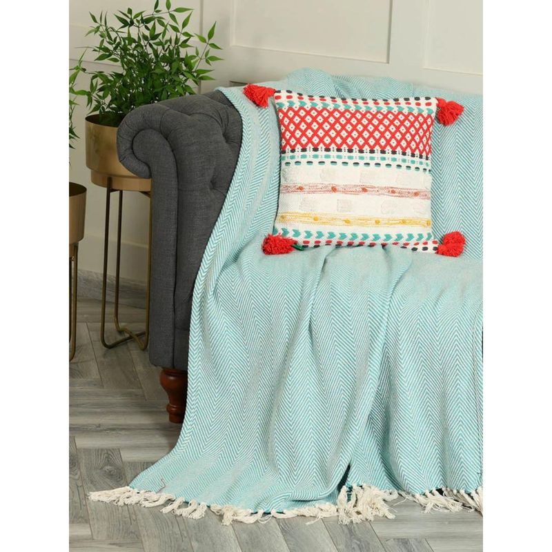 Buy Sashaa World Multi-Colored Handwoven Cushion Cover (18x18 inches ...
