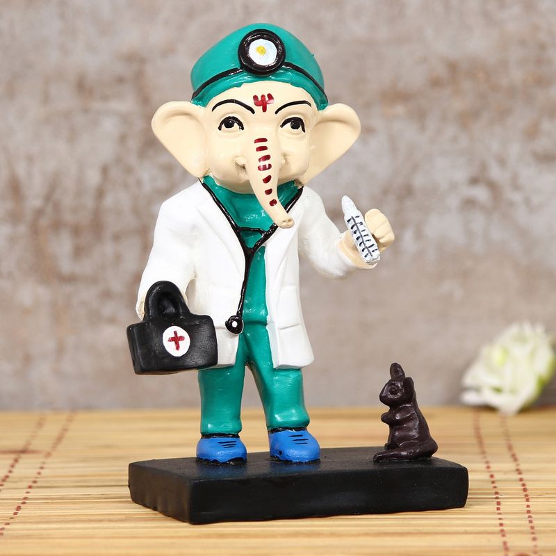 Buy eCraftIndia Polyresin Lord Ganesha Idol In Doctor Avatar Showpiece ...