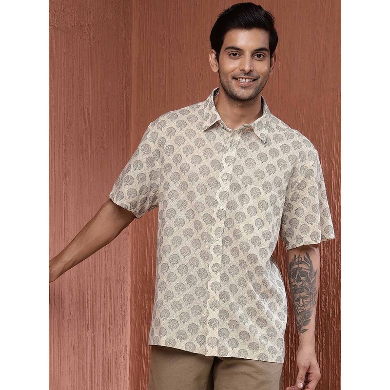 Buy Fabindia Beige Cotton Printed Regular Fit Shirt Online