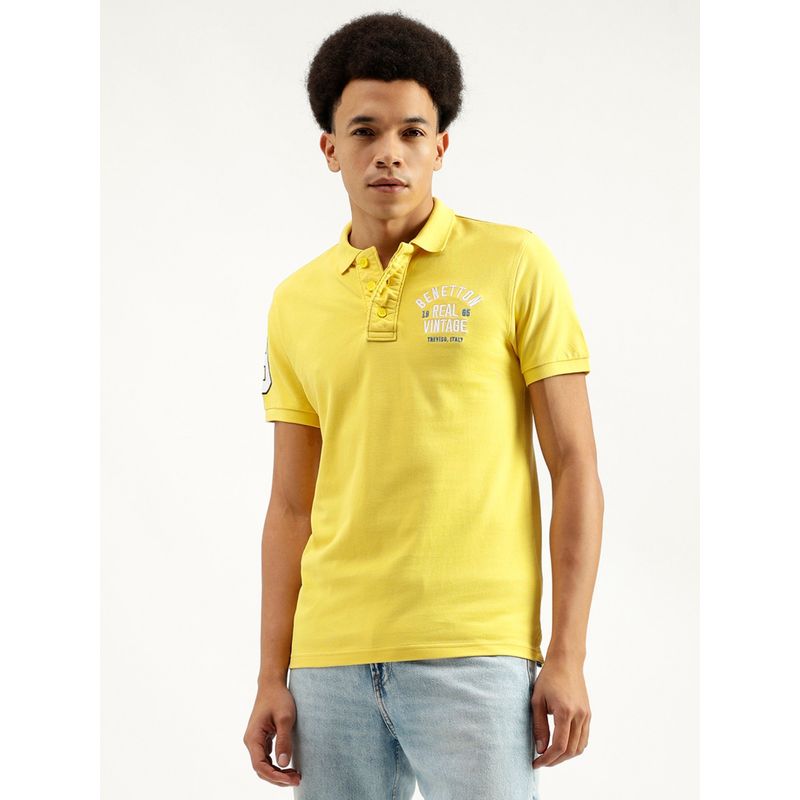 Buy United Colors of Benetton Yellow Solid Pattern Polo T-Shirt Online