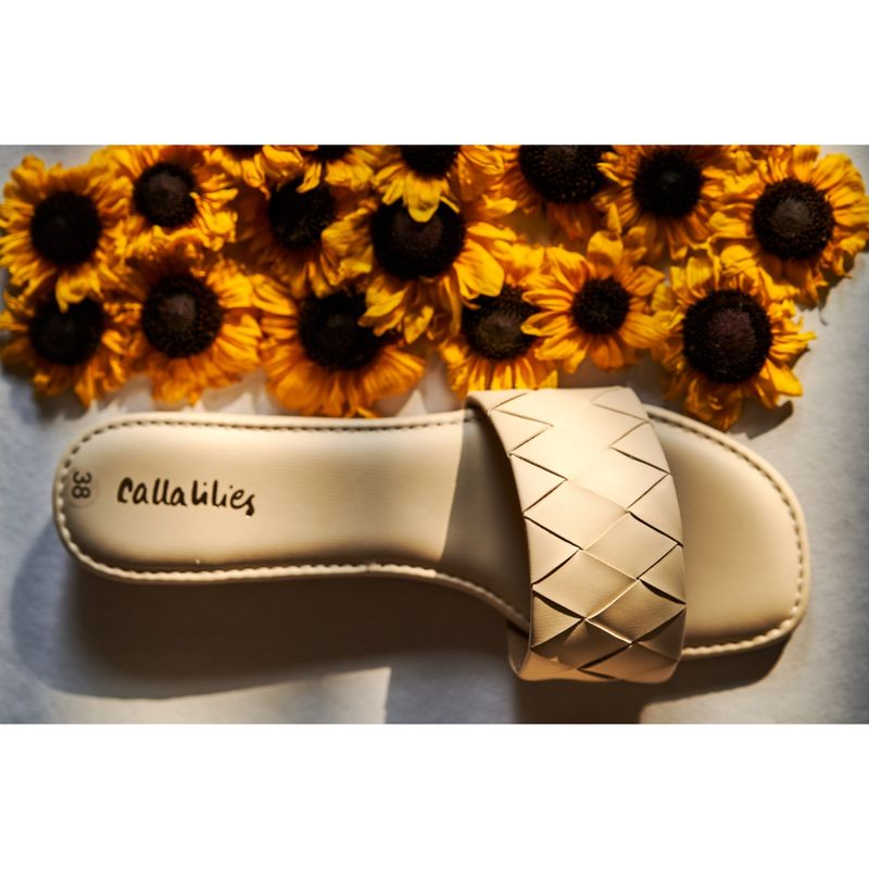 Buy Calla Lilies Weaving Elegance Textured Beige Flats Online